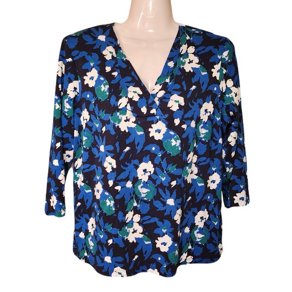 Rafaella | Tops | Rafaella Studio Blue Floral Top | Poshmark